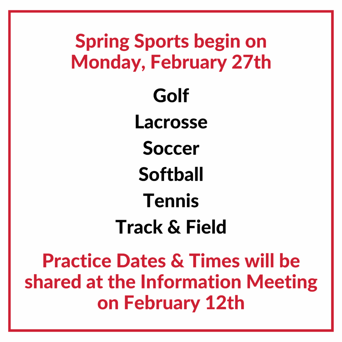 Upper School Spring Sports Registration