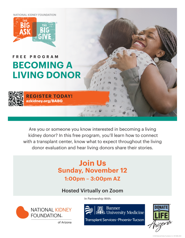 Want to learn more about living kidney donation? Register today!