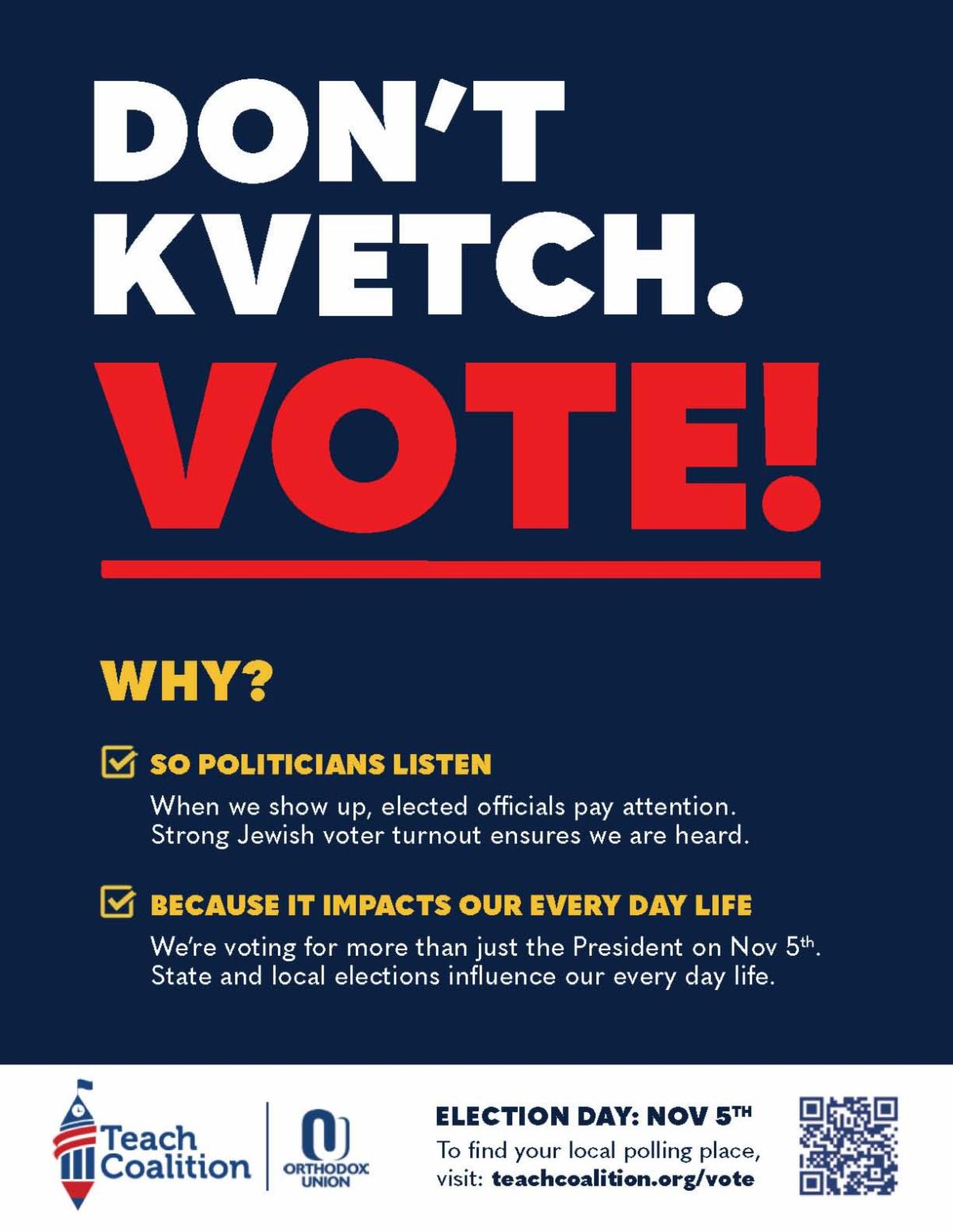 Election tomorrow you can vote today, mazal tovs, shiva events, news