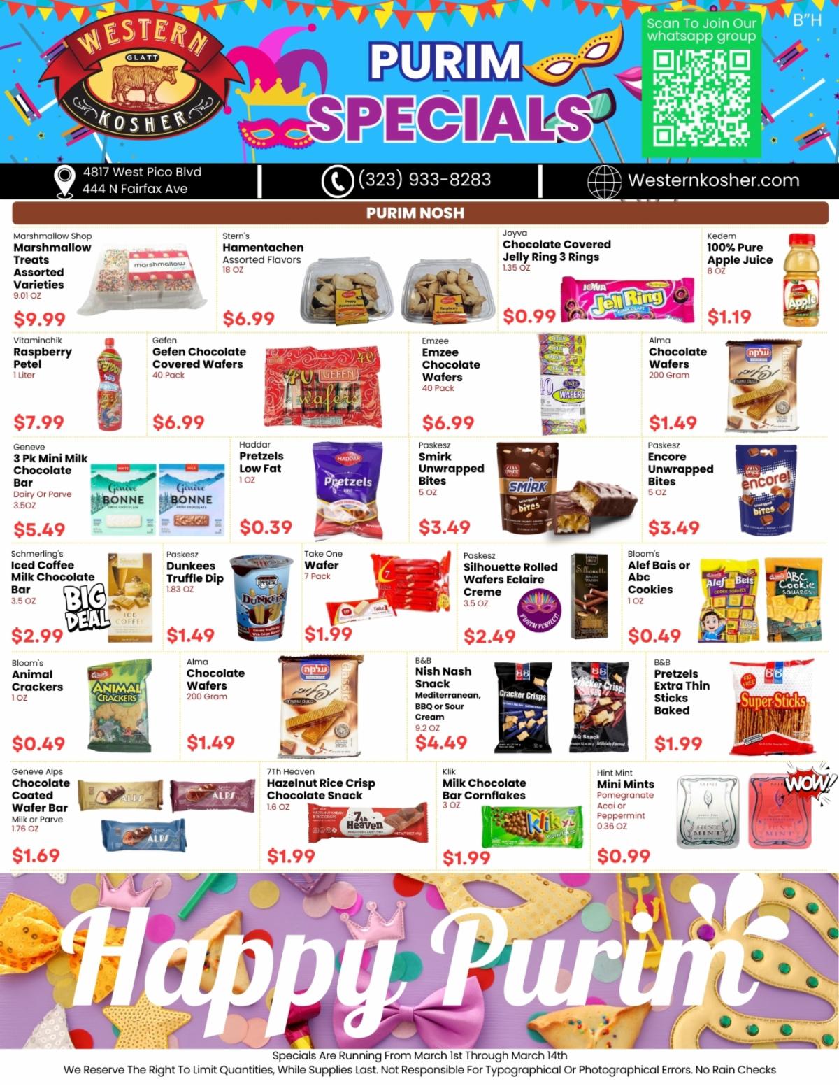 Mazal tovs, Shiva, Special Purim Classes tonight, News Updates, Kashrus ...