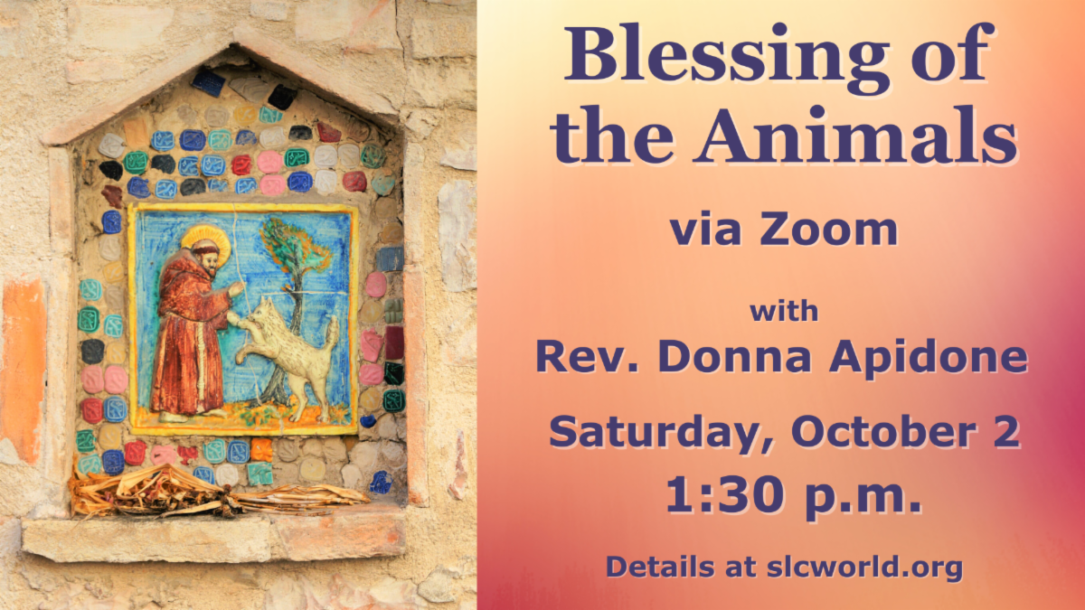 TODAY AT 1:30 PM - "Blessing of the Animals" with Rev. Donna Apidone via Zoom