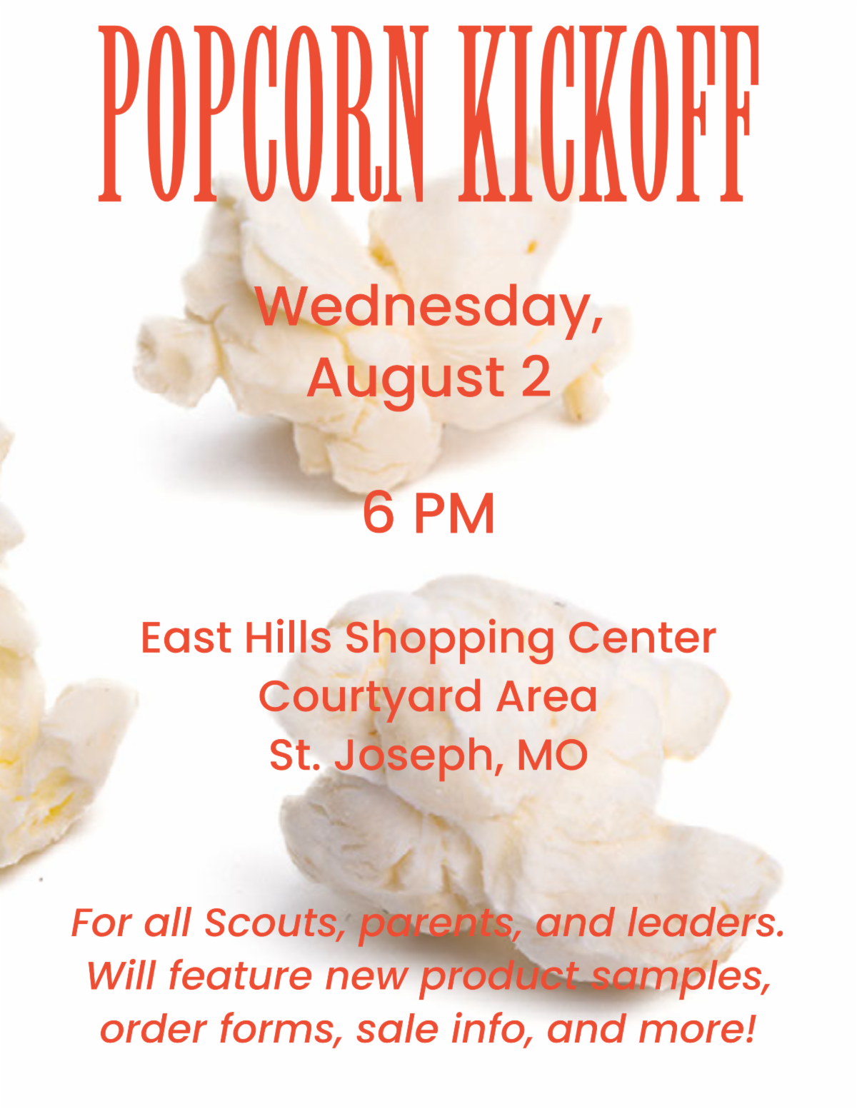 Attend Popcorn Kickoff on 8/2
