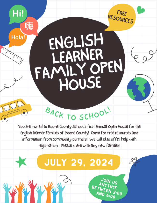 English Learner Family Open House Newsletter for July 15, 2024
