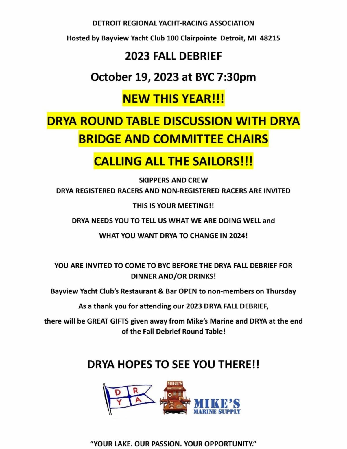 "NEW FORMAT" + PARTICIPATION GIFTS FROM MIKE'S MARINE: ALL ARE INVITED ...