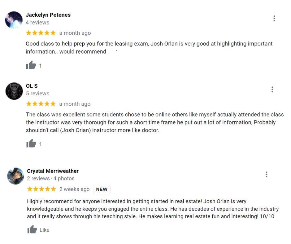 Josh Orlan's November Real Estate Classes Starting Soon!