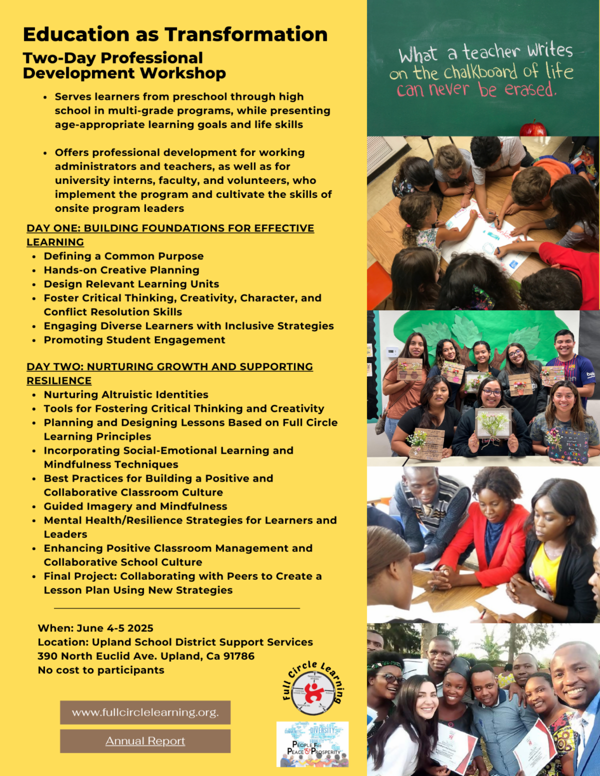 Calling on those with a "Calling" for changing lives through "Transformative Education!" A Must ...