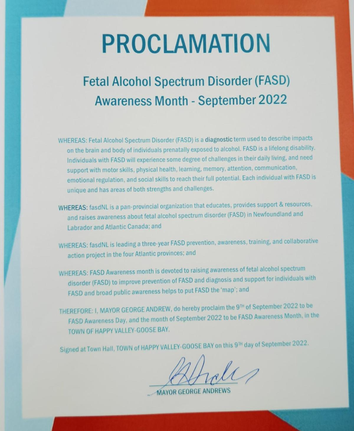 Proclamation - FASD Awareness
