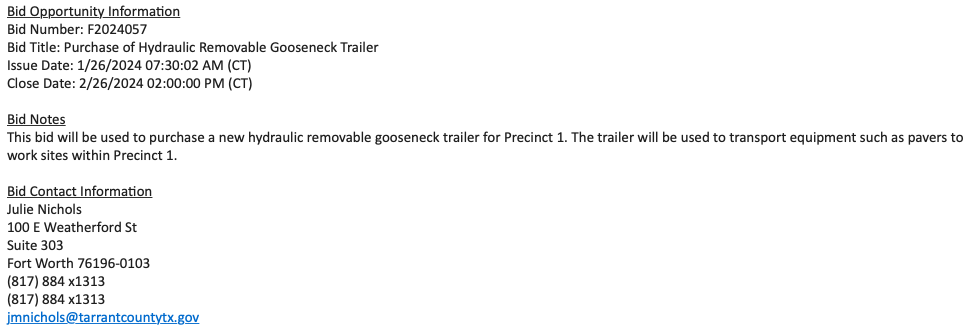 FWHCC Bids & Opportunities Newsletter