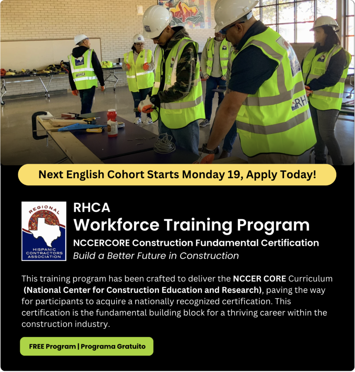 Workforce Training Program English & Spanish Cohorts