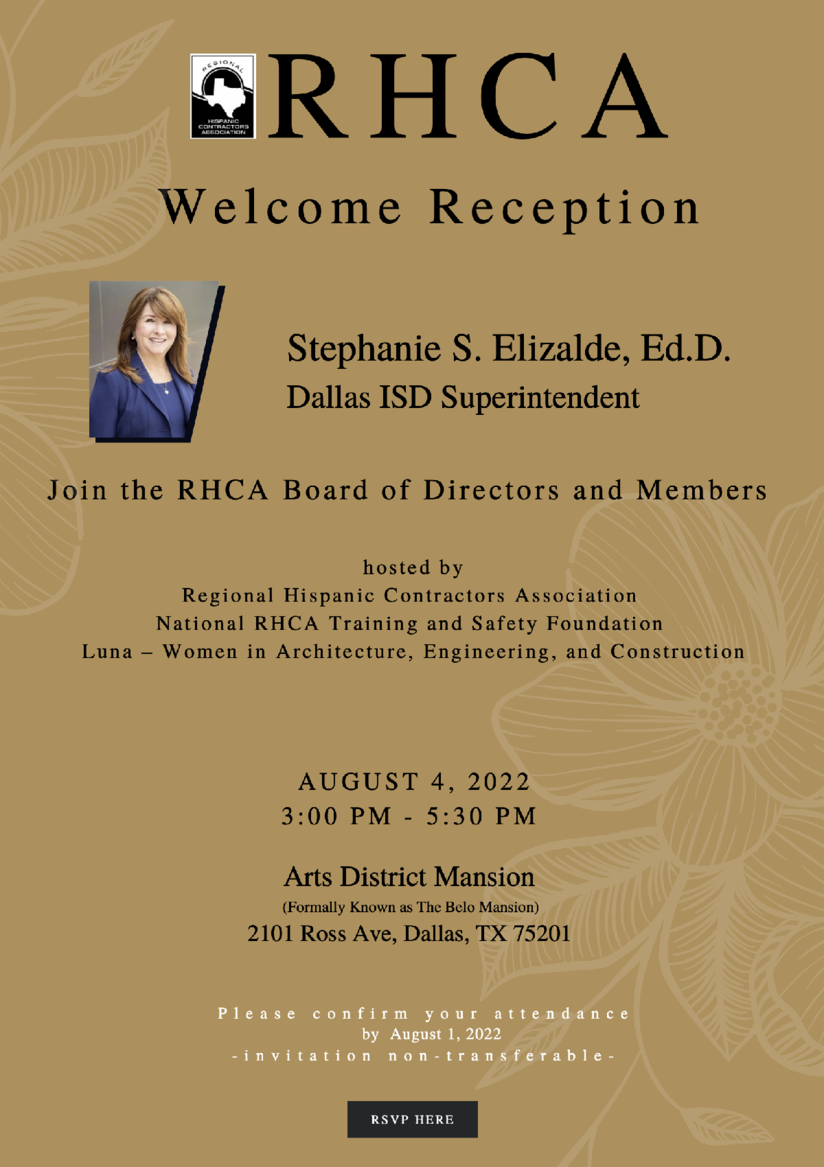 Join us August 4th RHCA Dallas ISD Superintendent Welcome Reception