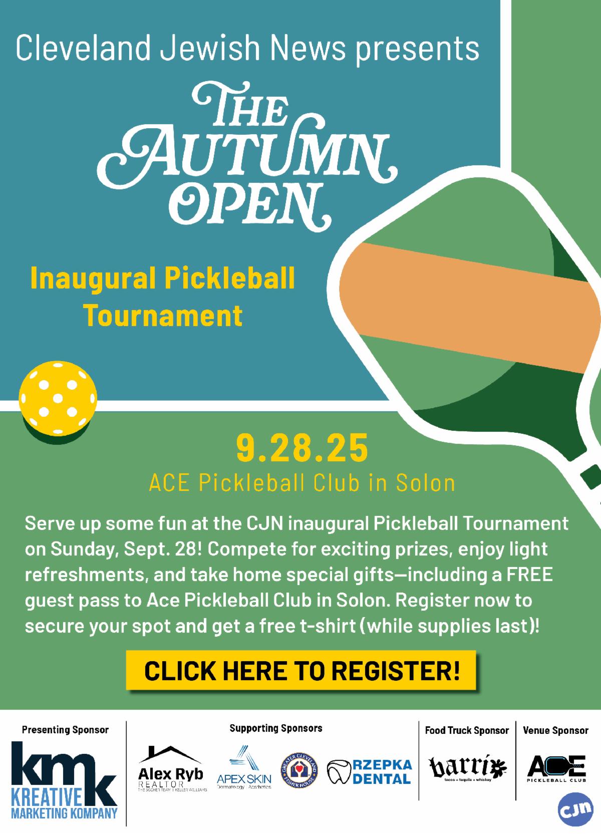 Register for The Autumn Open - CJN's inaugural Pickleball Tournament!