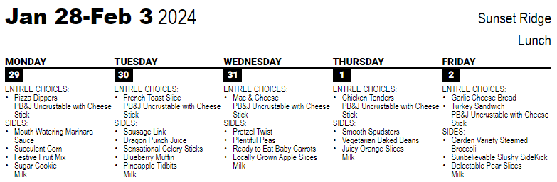 Sunset Ridge Elementary Newsletter