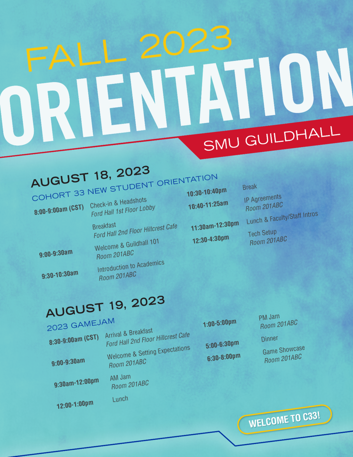 SMU Guildhall Orientation Weekend: Important Next Steps