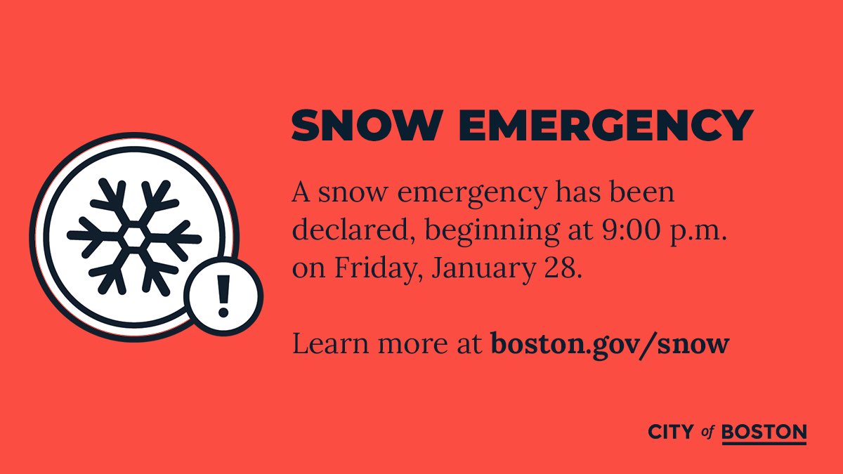 BUSINESS ALERT - Snow Emergency in Boston