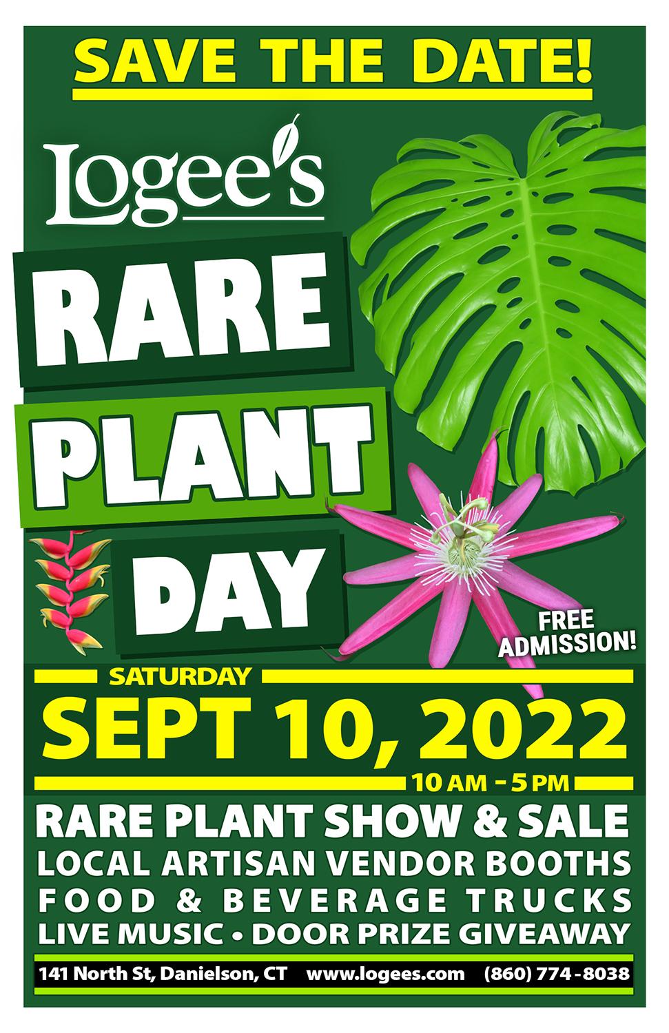 Join us for Logee's Rare Plant Day - Saturday, Sept 10, 2022