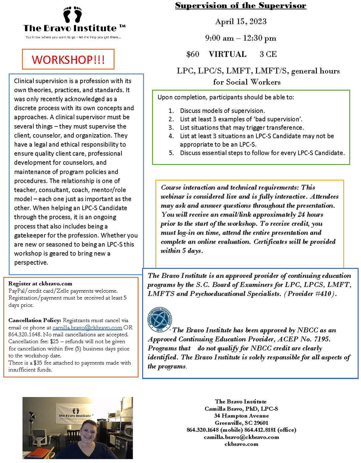 "Supervising the Supervisor" VIRTUAL training April 15