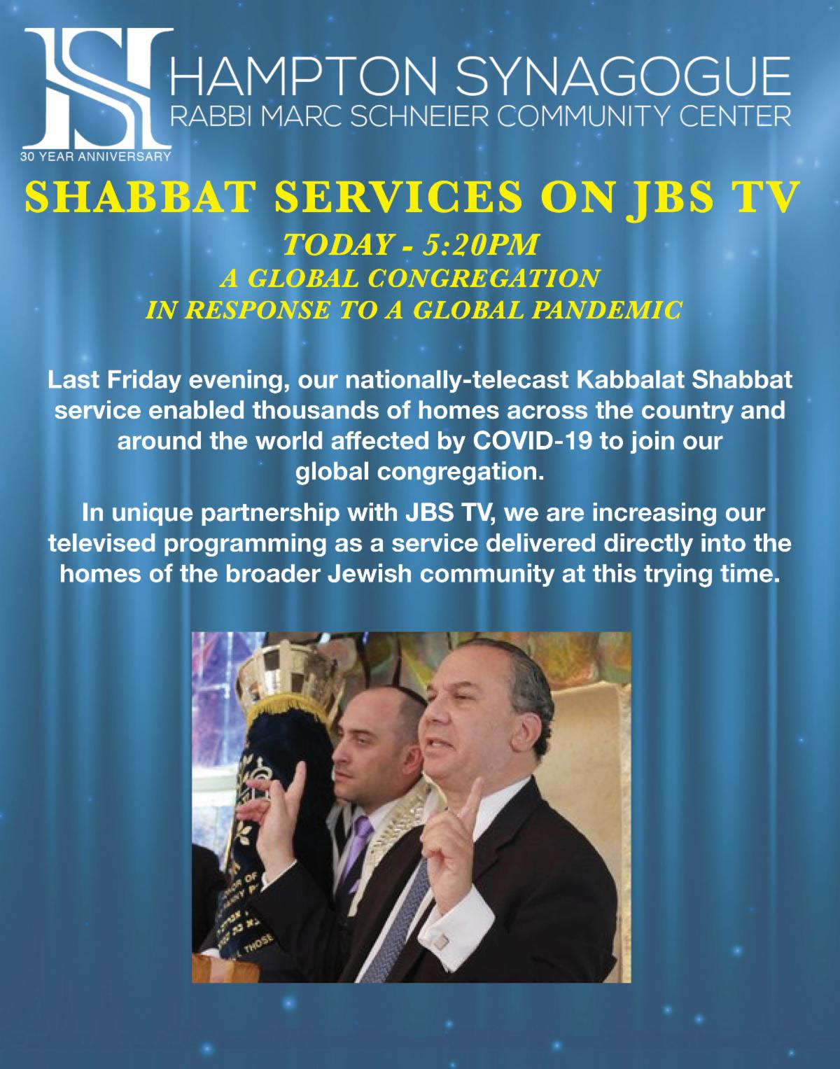 Today: Rabbi Marc Schneier's National TV Shabbat Broadcast @ 5:20pm EDT