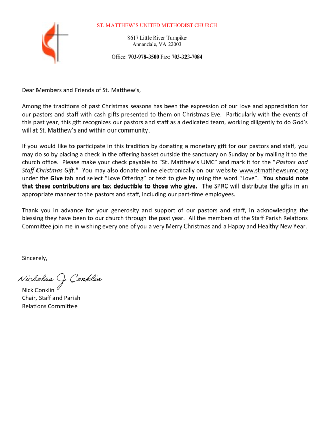 SPRC Letter Re: Love Offering 2022