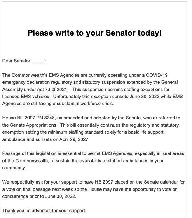 Please contact your Senator!