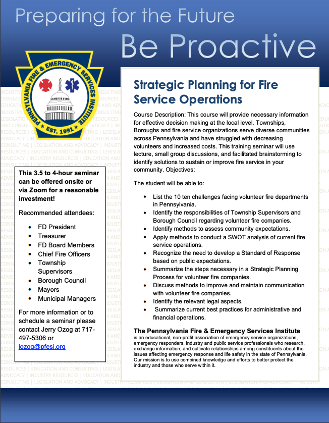 Strategic Planning for Fire Service - Scheduling for 2022 Now!