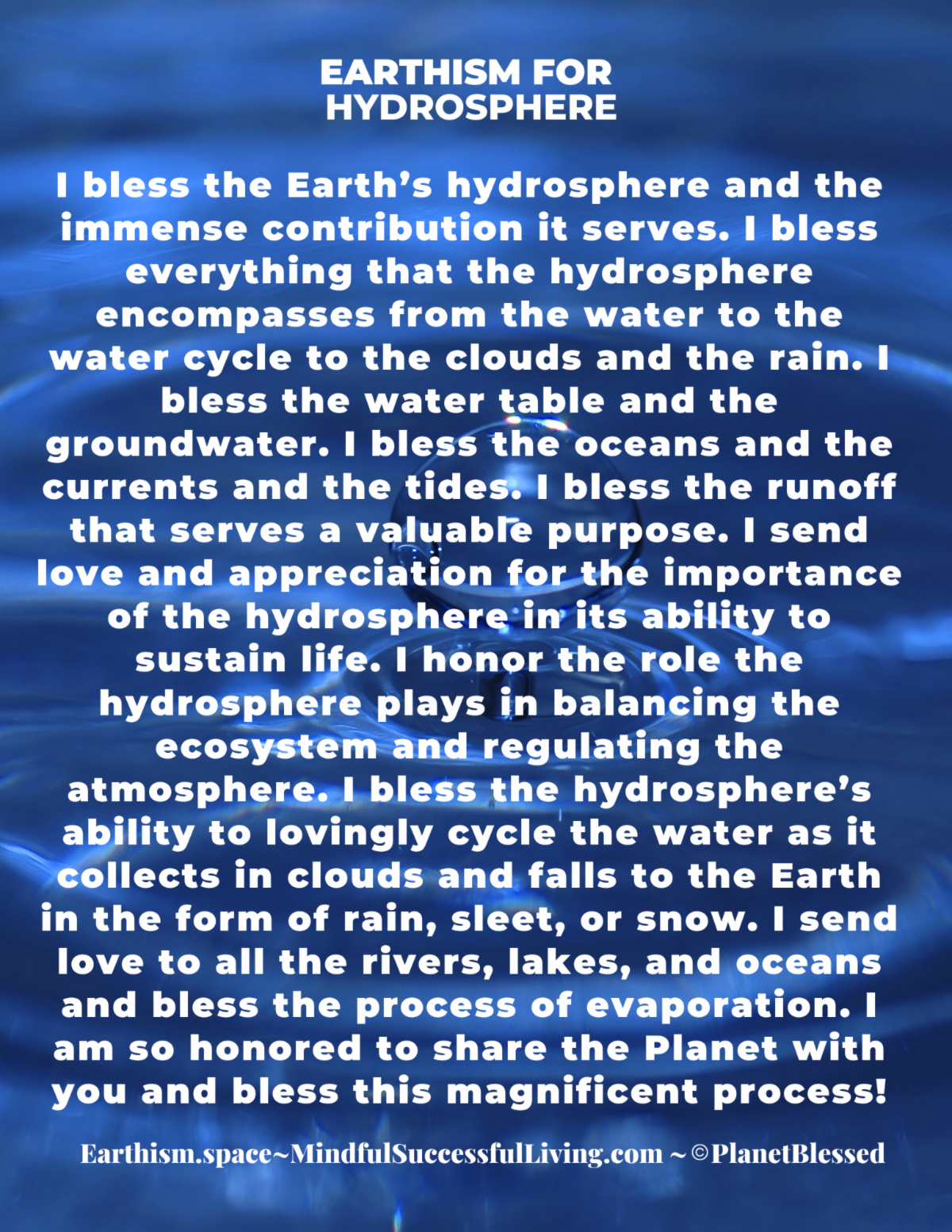 Mindful Earthism for the Hydrosphere