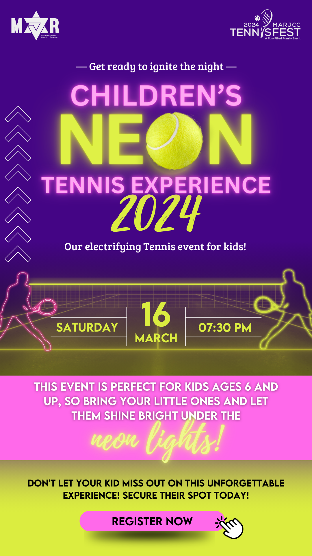 🎾 Ready, Set, Glow! Register Your Kids for NEON TENNIS Now 🔦🎾