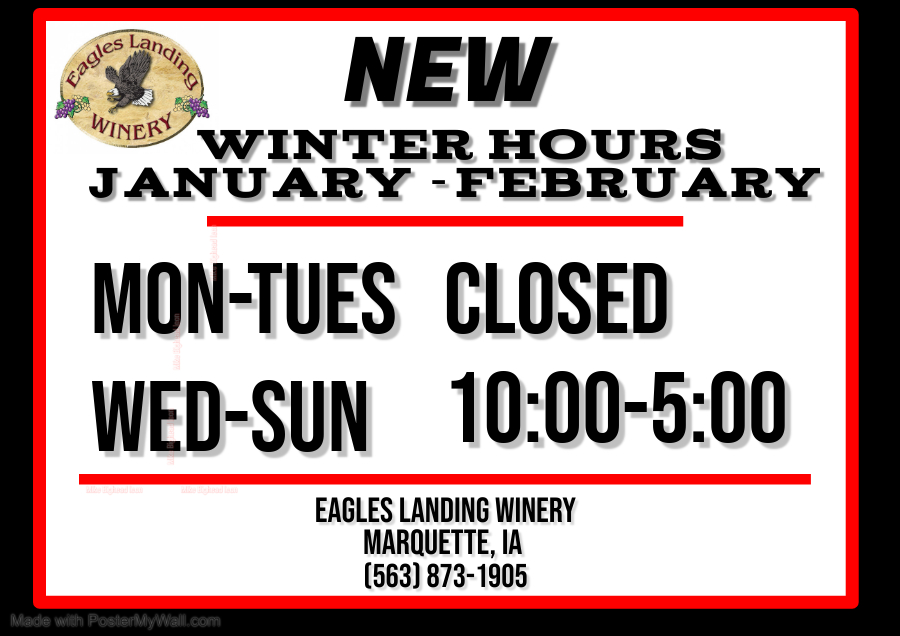 Our NEW Winter Hours Start in Janaury