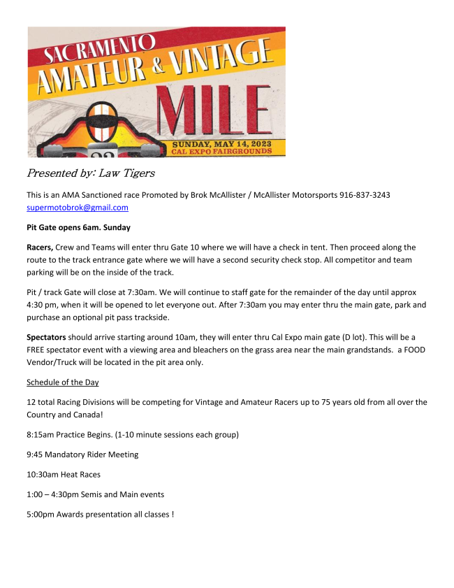 Sacramento Mile events