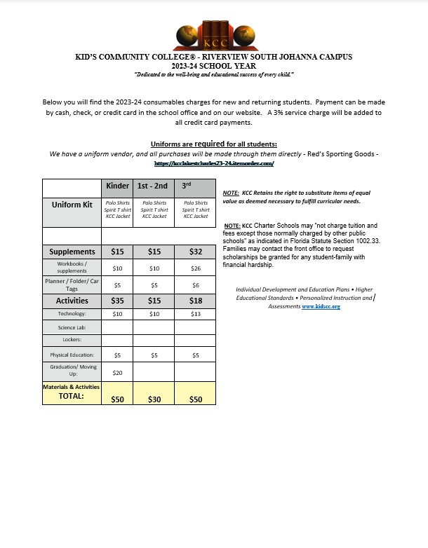 🍎KCC South 2023-24 Registration + Supply List + Summer Reading Project