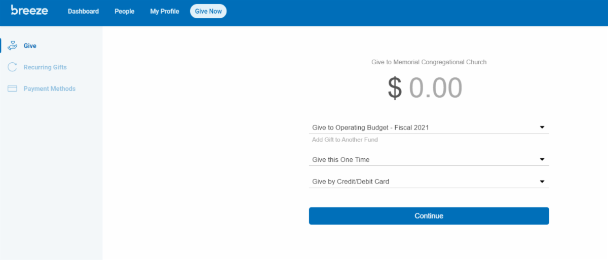 Breeze Church Directory - with access to your giving history