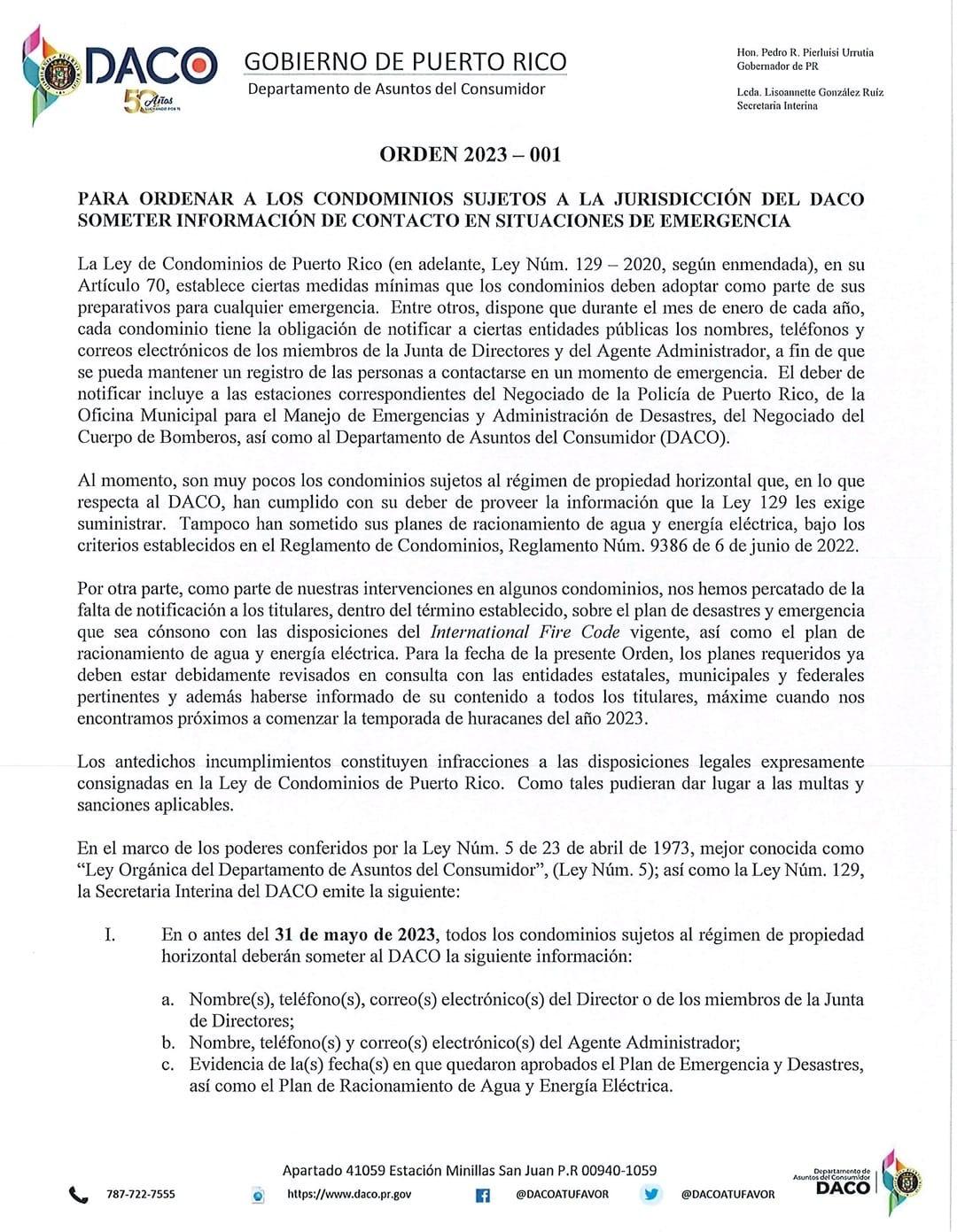 ALERTA CONDOMINIOS: DACO EMITE ORDEN