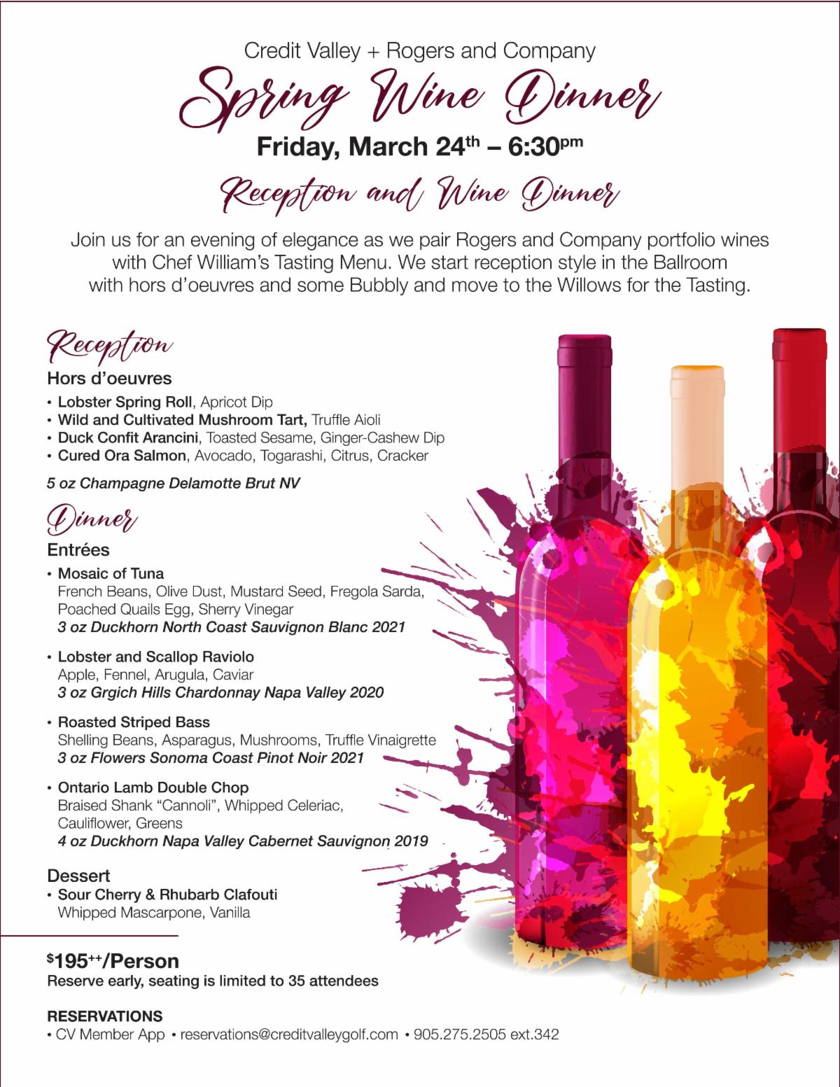 Spring Wine Dinner, Curry in Hurry, St. Patrick's Beer Week + More