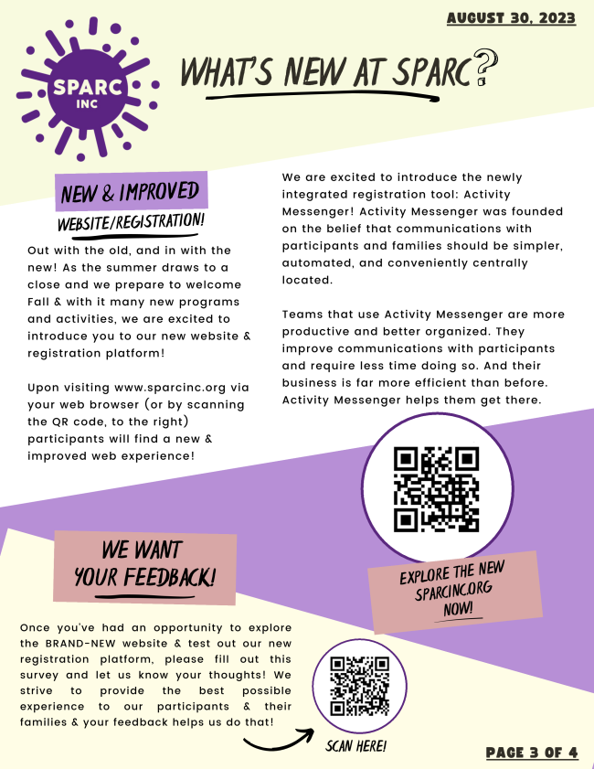 What is NEW at SPARC?