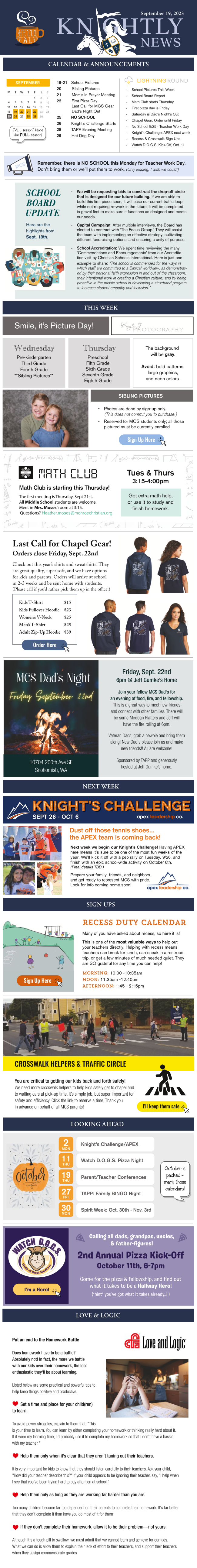 MCS News: Pictures, Board Update, Dad's Night Out, Recess Duty, Knight's Challenge, Watch D.O.G ...