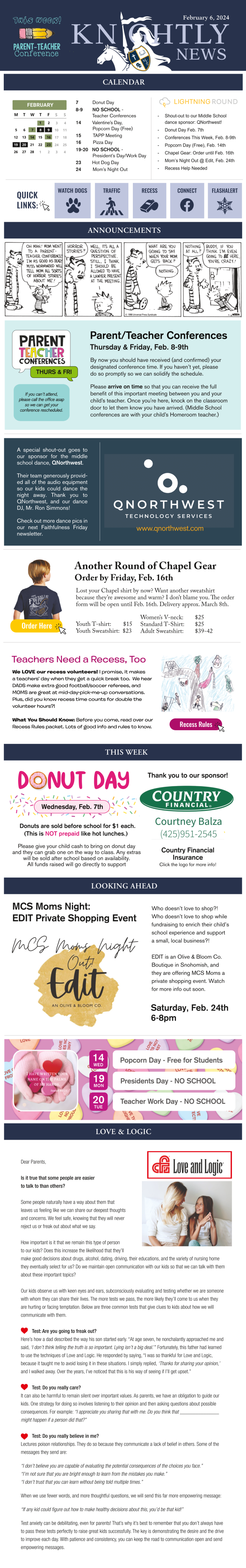 MCS News: Conference Week, Donut Day, QNorthwest, Chapel Gear, Moms Night Out, & more!
