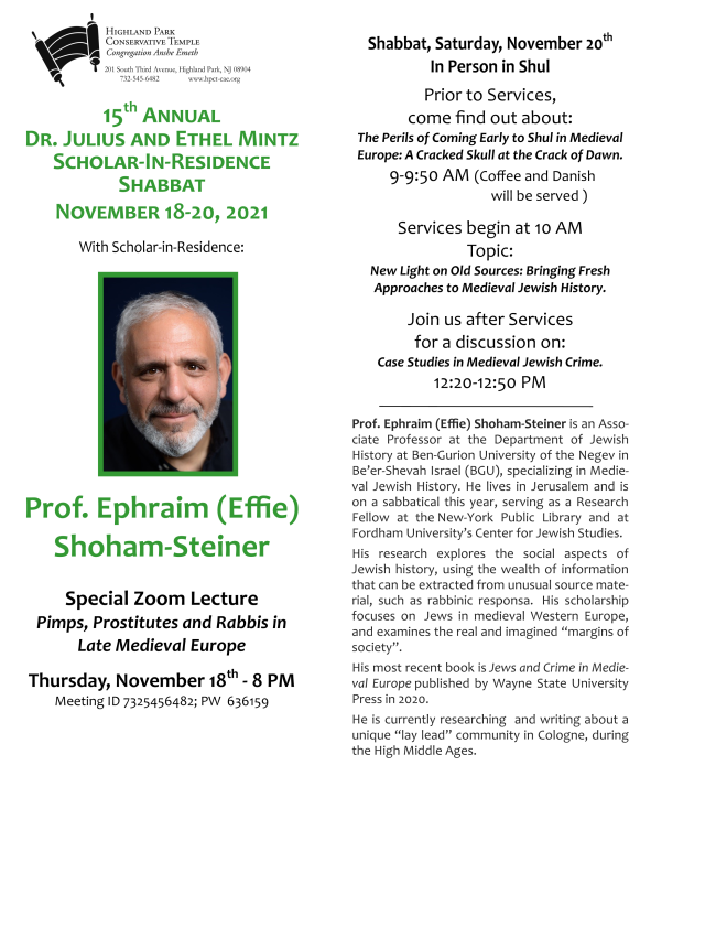 Shabbat Shalom! **NEW TIME - Kabbalat Shabbat 3:55 PM on Zoom; 4:25 PM ...