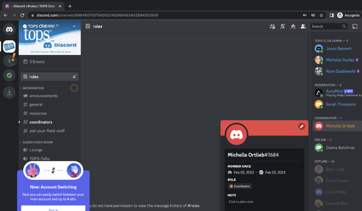Come join us? We're ready for you on TOPS Discord!
