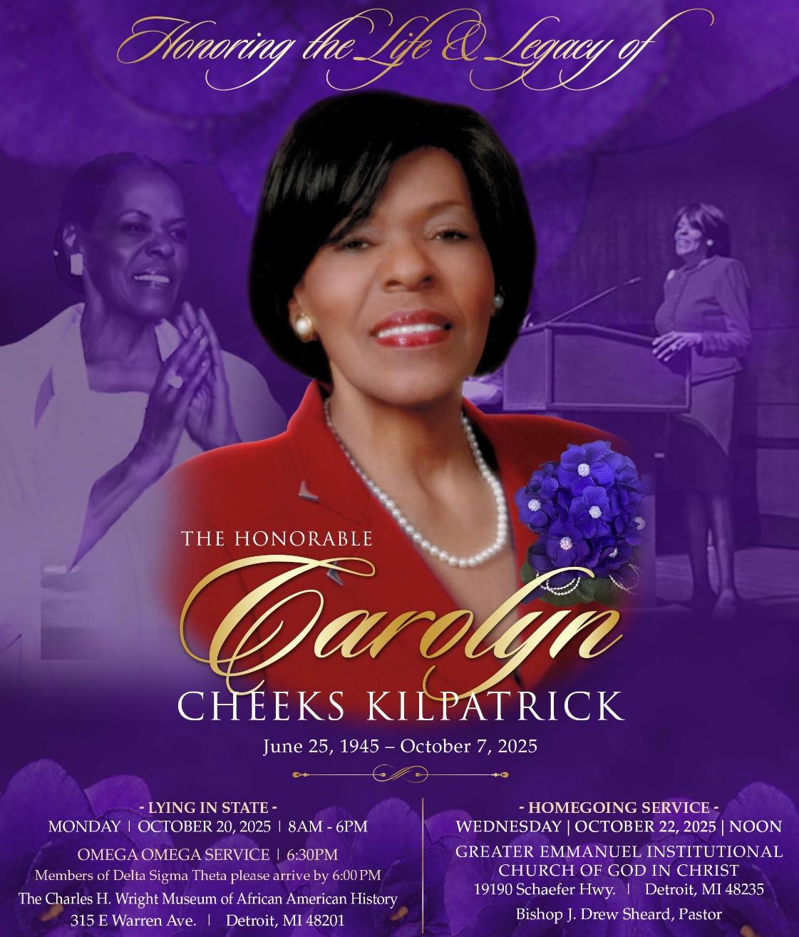 Omega Omega Announcement for Soror Carolyn Cheeks Kilpatrick