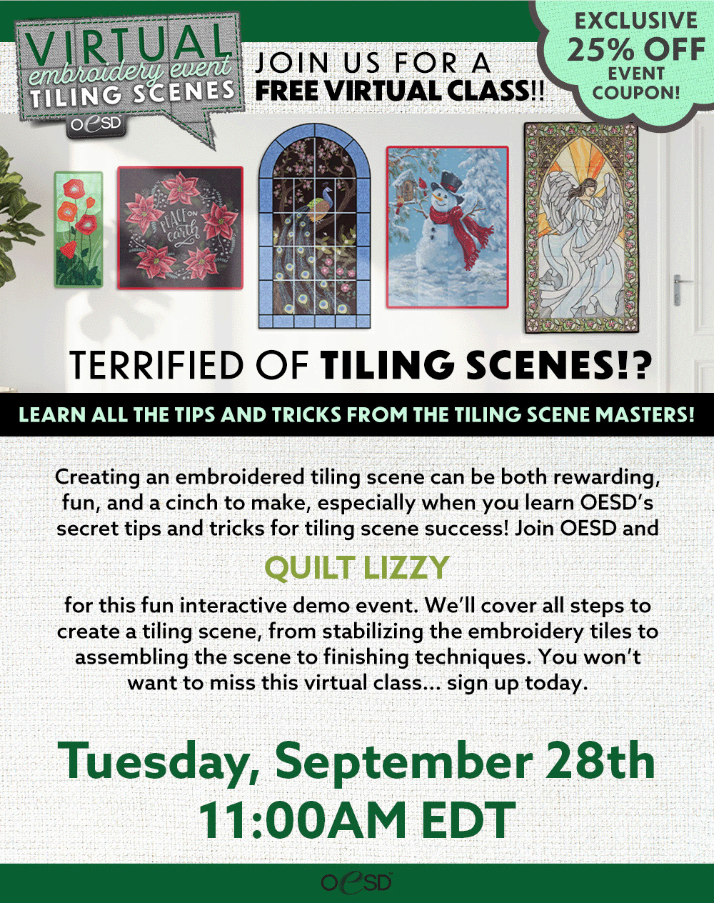 OESD FREE Virtual Embroidery Event! Tiling Scenes!