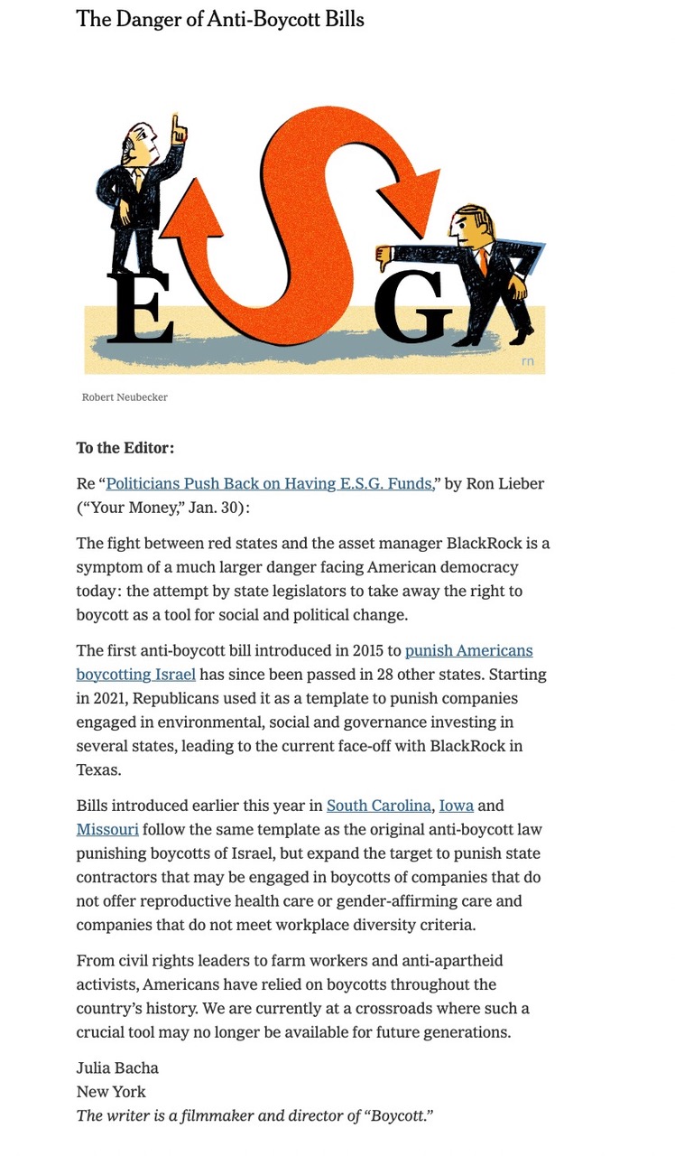 Hot off the Press: Our NYT Letter to the Editor