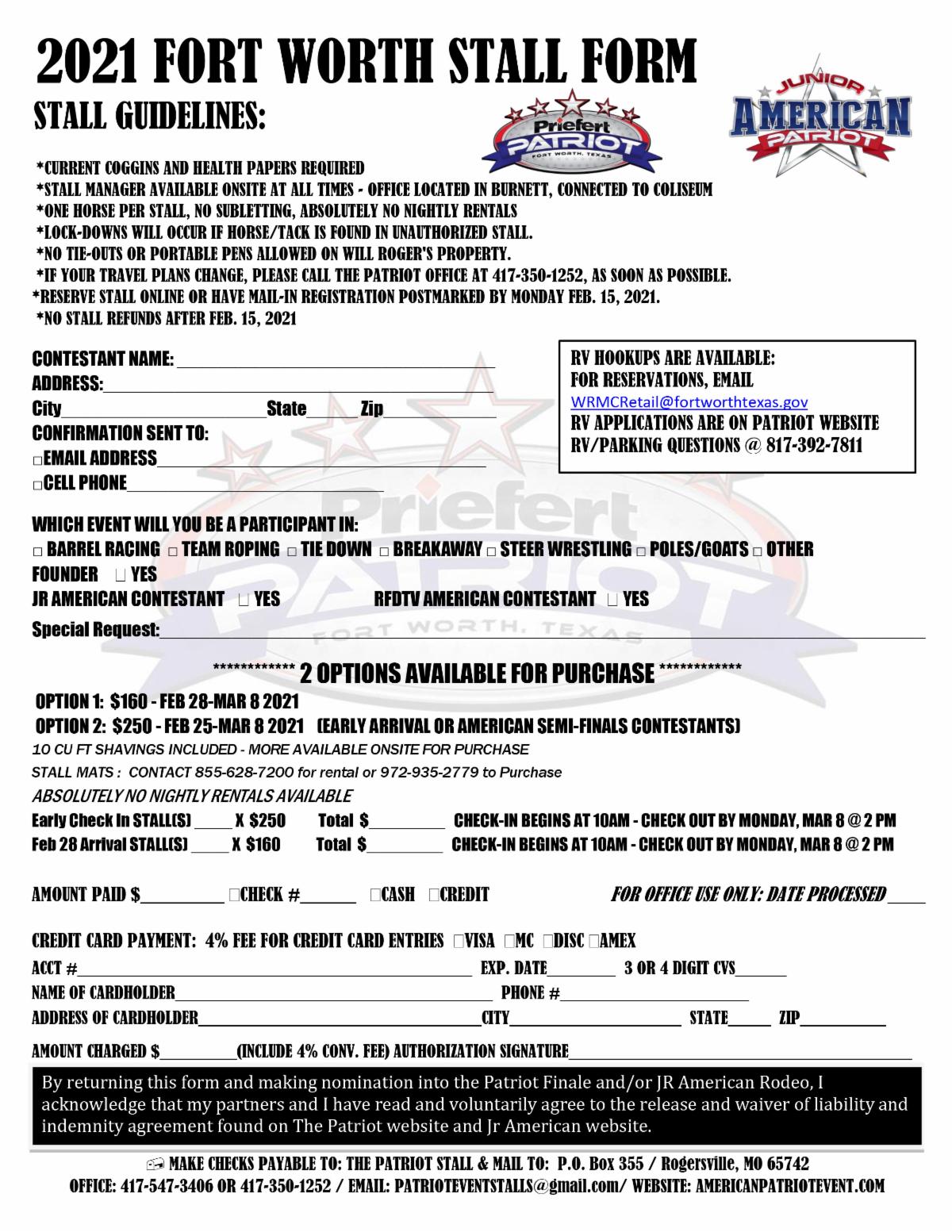 PATRIOT EVENT 2021 STEER WRESTLING ENTRY PACKET