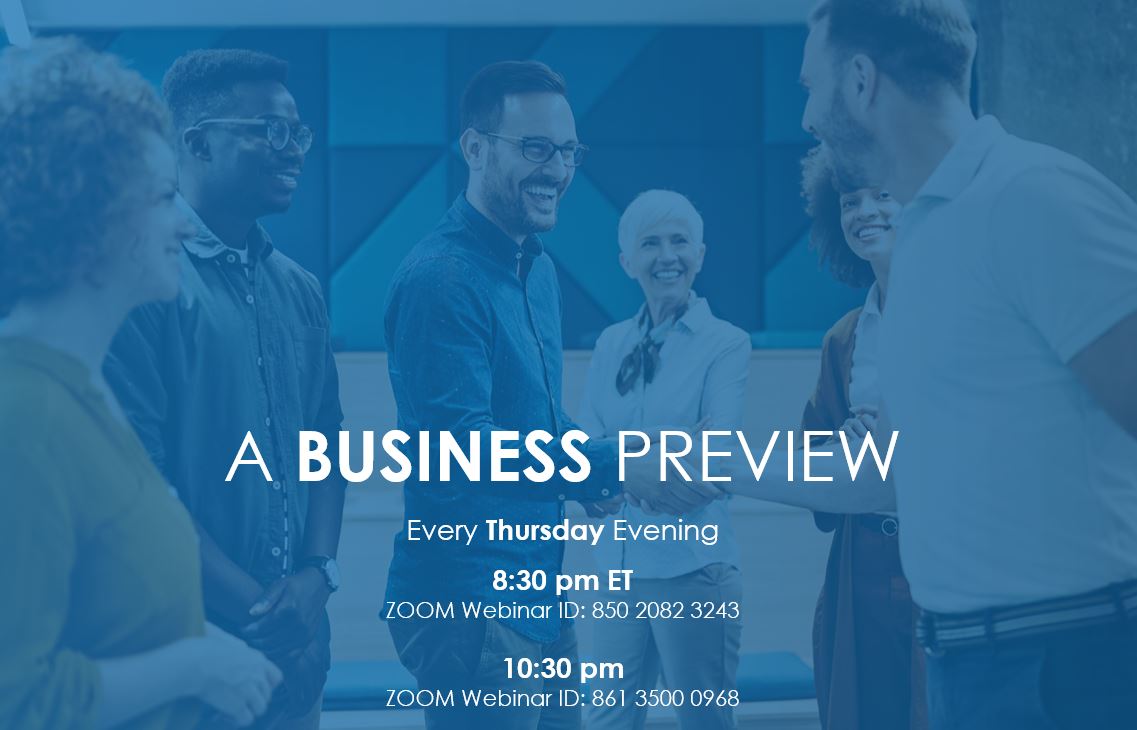 Join us Thursday Evening for A Business Preview