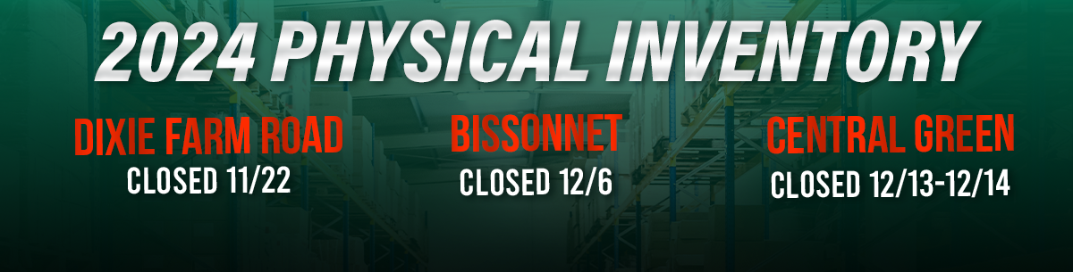 2024 Physical Inventory Closures Begin 11/22 - Plan Ahead