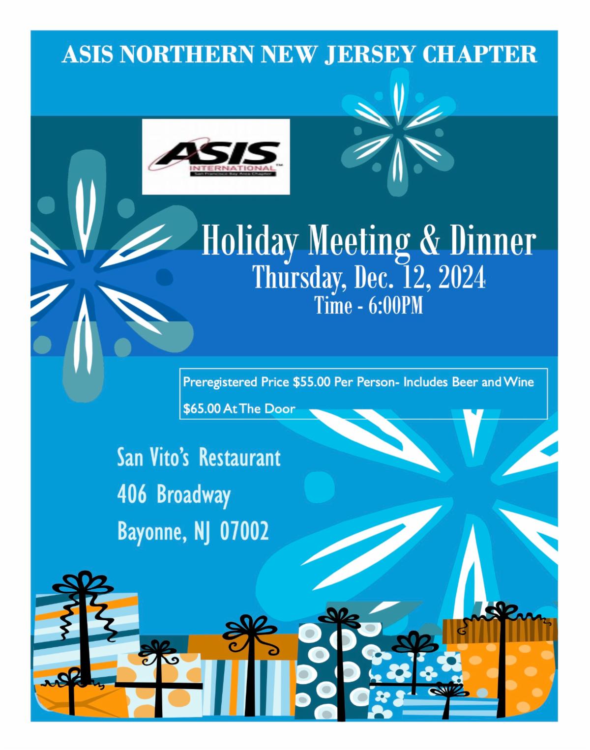 Holiday Meeting & Dinner December 12