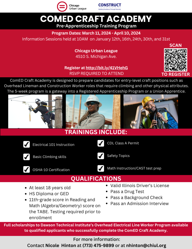 Info sessions for our ComEd Craft Academy start tomorrow, Jan. 12