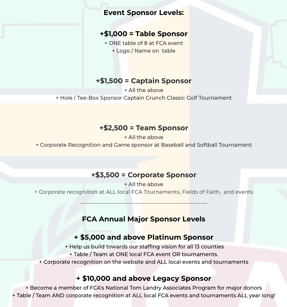 FCA Year-End Ministry Celebration / Funding Events!
