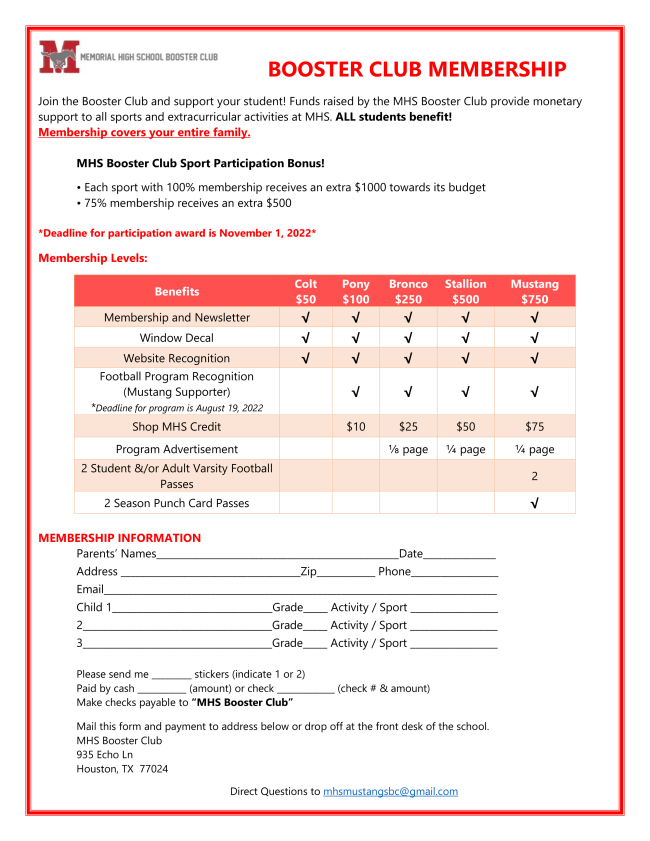 Weekly Booster Club News for 9/26/22