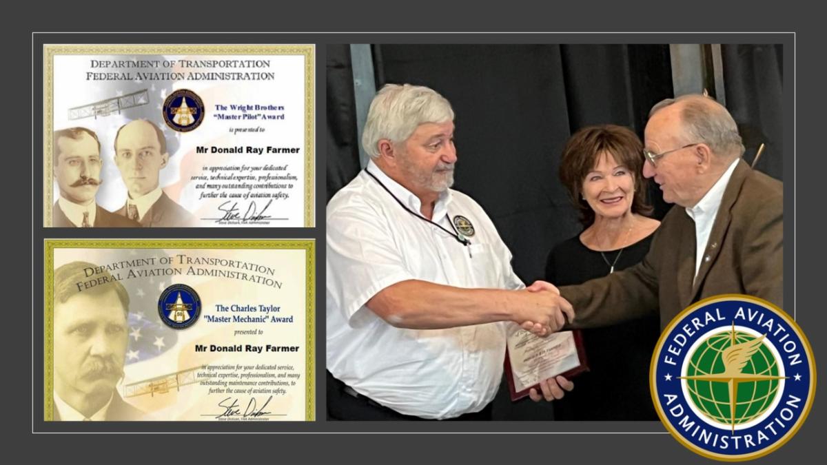Federal Aviation Administration presents awards to Donald Ray Farmer