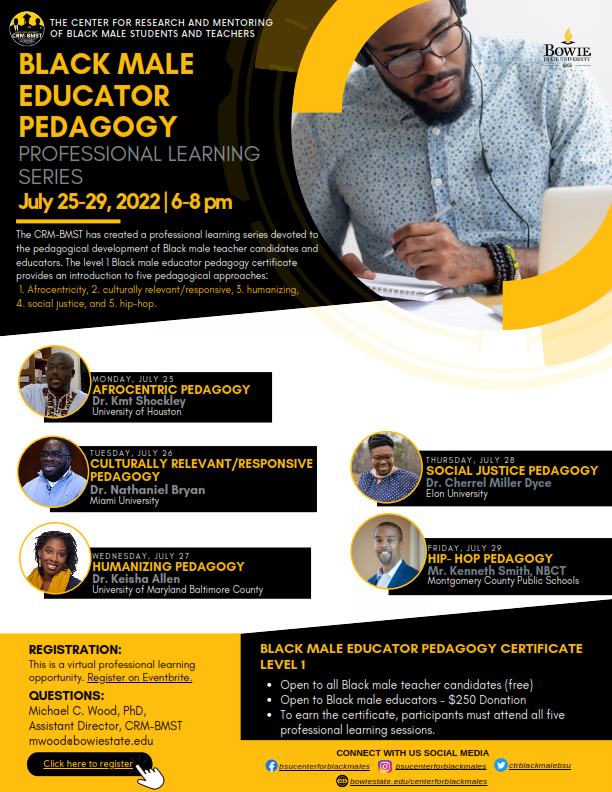 Today is the Black Male Educator Pedagogy | Professional Learning Series