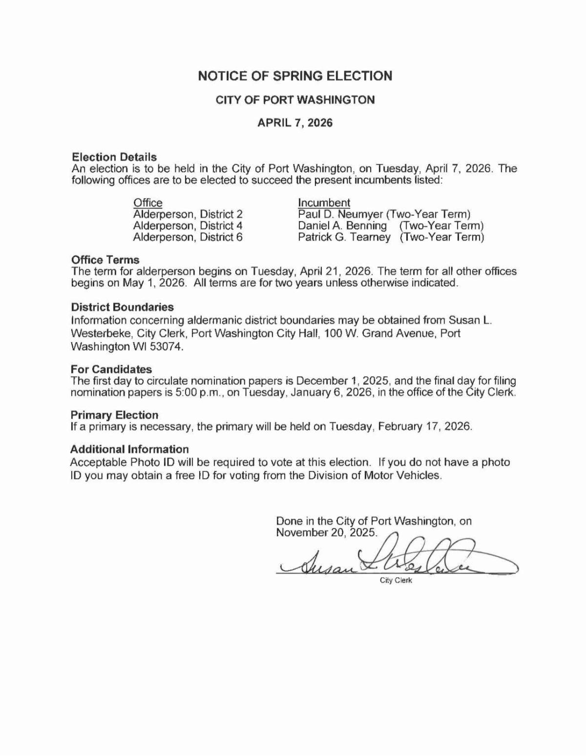 City of Port Washington Newsletter - January 2026